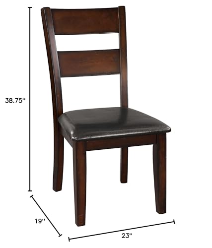 Tidyard Cherry Finish Classic Style Set of 2 Side Chairs Mango Veneer Faux Leather Upholstered Transitional for Kitchen Dining Room Living Room Home Furniture