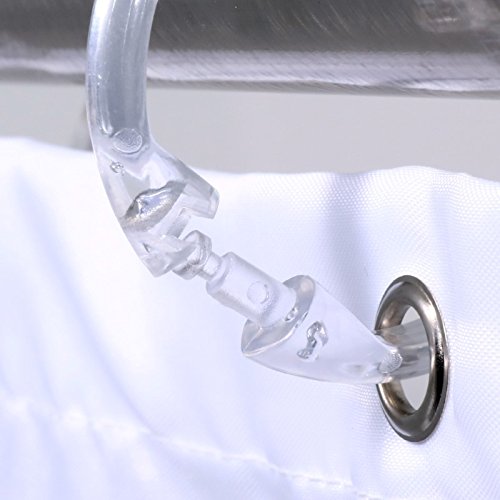 SlipX Solutions Clear Premium Plastic Shower Rings Provide Effortless Gliding on Standard Shower Rods (Set of 12, Easy Snap Closure, BPA-Free Plastic)
