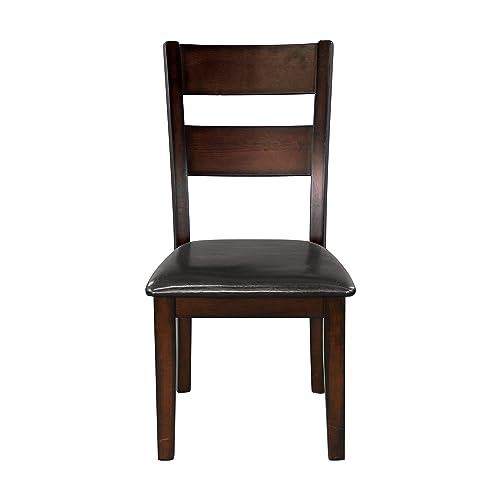 Tidyard Cherry Finish Classic Style Set of 2 Side Chairs Mango Veneer Faux Leather Upholstered Transitional for Kitchen Dining Room Living Room Home Furniture
