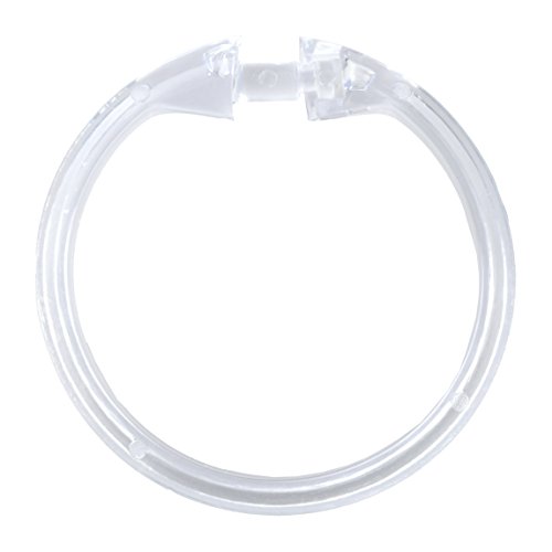 SlipX Solutions Clear Premium Plastic Shower Rings Provide Effortless Gliding on Standard Shower Rods (Set of 12, Easy Snap Closure, BPA-Free Plastic)