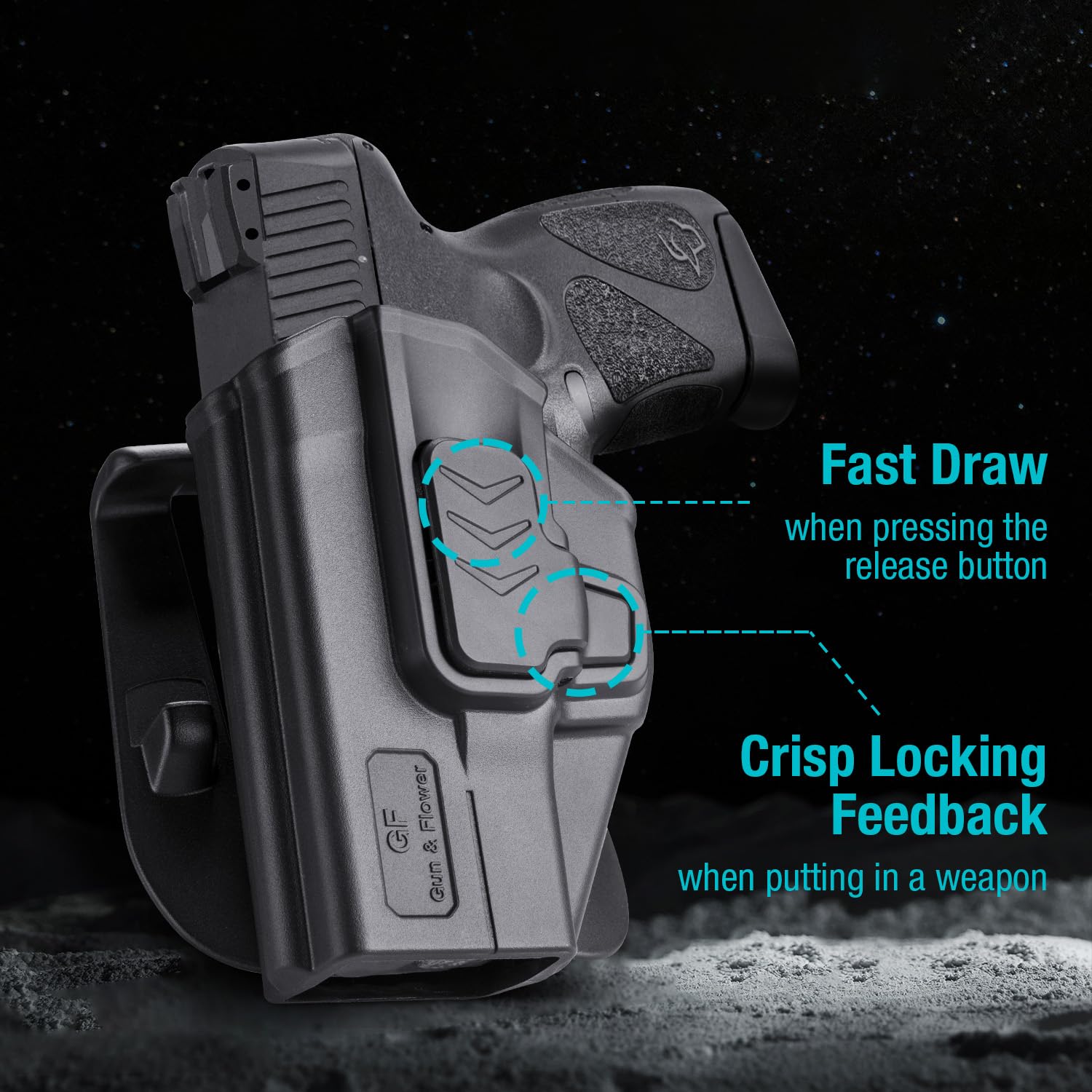 GUN FLOWER OWB Holster Fits Taurus G2C/G3C, Taurus Millennium G2 PT111/PT140, Outside Waistband Carry Holster, Level II Retention Locking System, 360 Degrees Adjustable, Left Handed