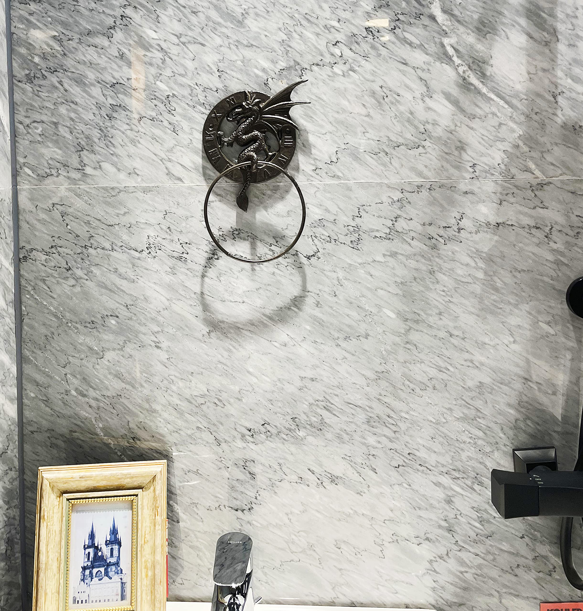 Konjouror Cast Iron Antique Dragon Towel Ring, Wall Mounted Medieval/Gothic Accessories for Bathroom