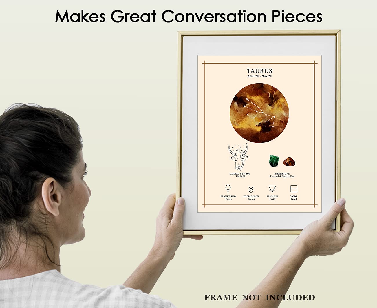 Taurus Zodiac Astrology Poster: Unique Astronomy Boho Wall Art Poster for Home, Office, Bedroom & Living Room Decor - Unframed Posters 11x14"