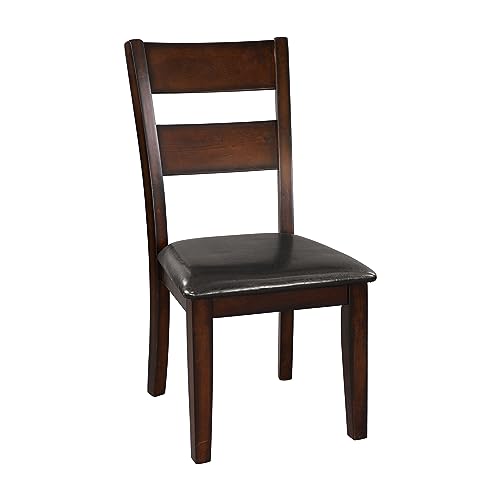 Tidyard Cherry Finish Classic Style Set of 2 Side Chairs Mango Veneer Faux Leather Upholstered Transitional for Kitchen Dining Room Living Room Home Furniture