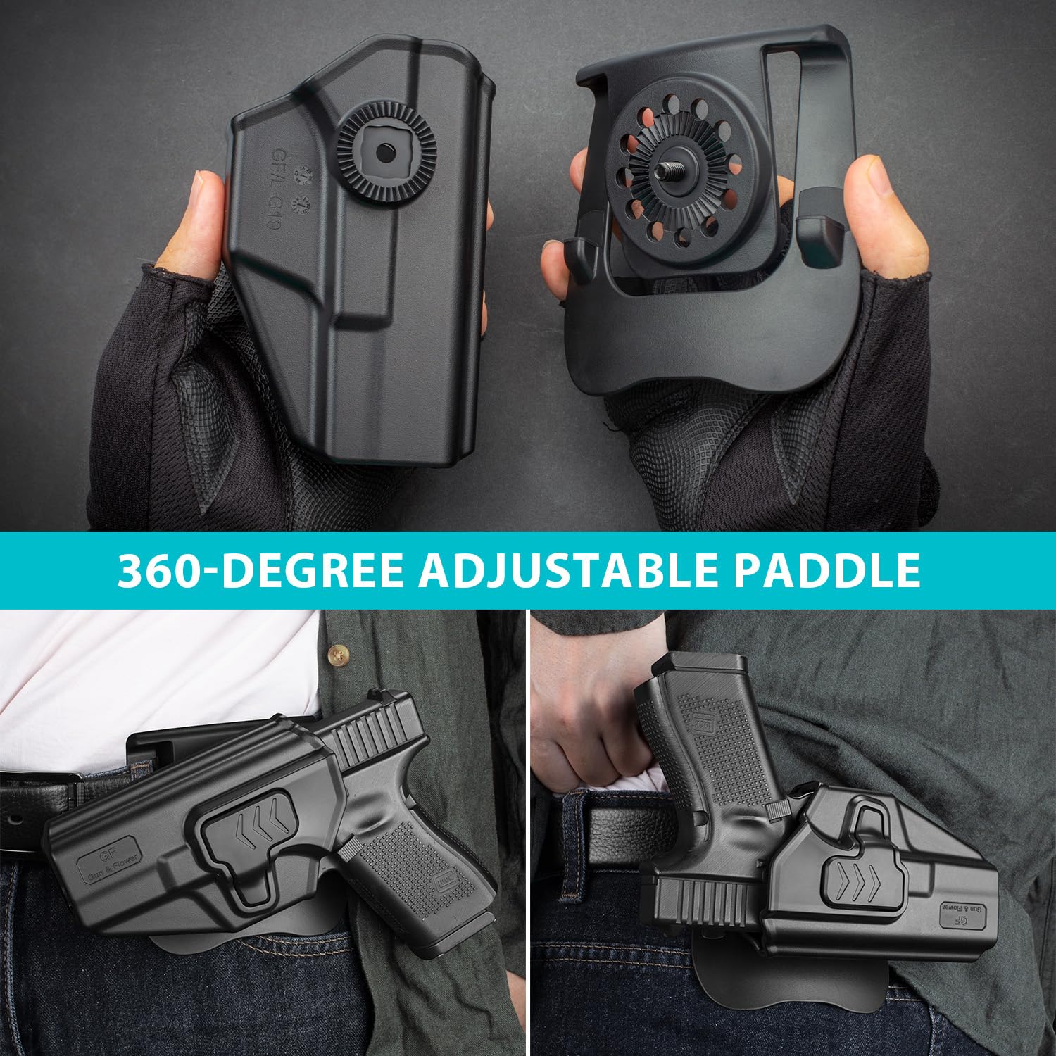 GUN FLOWER OWB Holster Fits Taurus G2C/G3C, Taurus Millennium G2 PT111/PT140, Outside Waistband Carry Holster, Level II Retention Locking System, 360 Degrees Adjustable, Left Handed