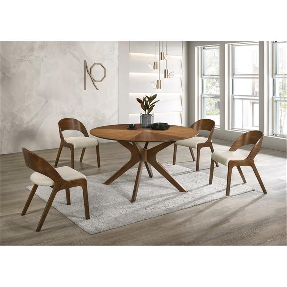 Pemberly Row Mid-Century Wood Dining Table in Rich Walnut Veneer