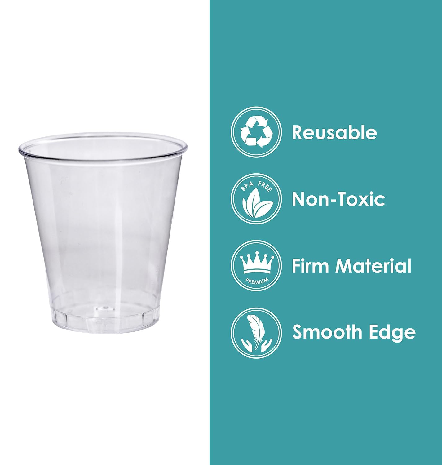 Craft And Party, 1oz 100 pcs Premium Clear Shot Glasses. Disposable Clear Cups for Wine Tasting, Vodka, Whiskey, jelly shot, sample Cups For Party and Gathering. (100, 1oz)