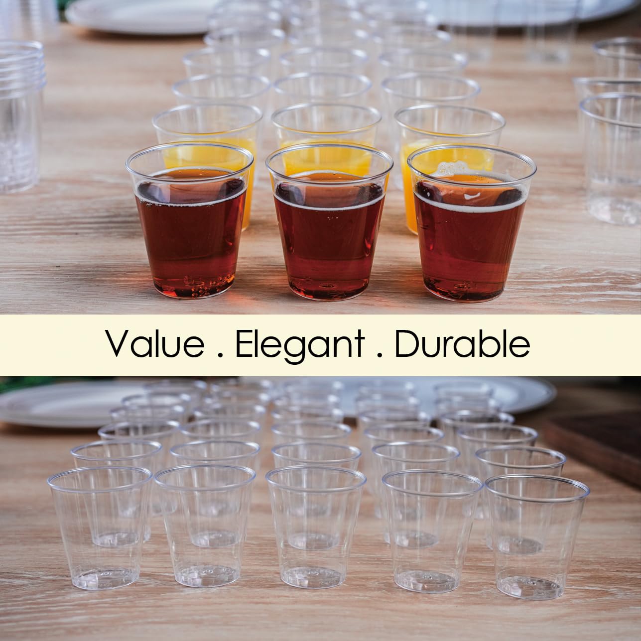 Craft And Party, 1oz 100 pcs Premium Clear Shot Glasses. Disposable Clear Cups for Wine Tasting, Vodka, Whiskey, jelly shot, sample Cups For Party and Gathering. (100, 1oz)