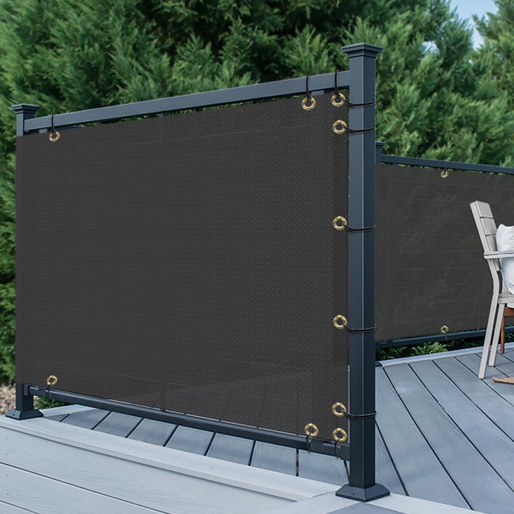 TANG 3' x 25' Black Balcony Privacy Screen Fence 200GSM Heavy Duty Windscreen for Apartment Porch Deck Outdoor Patio Backyard Patio Balcony UV-Proof