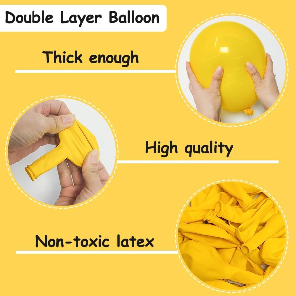 Yellow Balloon Different Sizes Latex Double Stuffed Matte Yellow Balloon Garland Arch Kit for Birthday Baby Shower Wedding Lemon Sunflower Party Decor