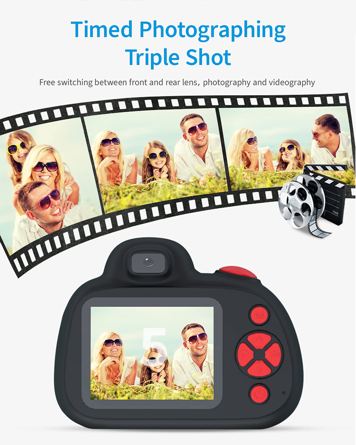MOREXIMI Kids Camera, Digital Camera for Kids 3-8 Year Old, Birthday, Toys for Girls, 2.4" IPS Screen, Video Camcorder with Flash, 32G Card Included, Perfect Size (Black)