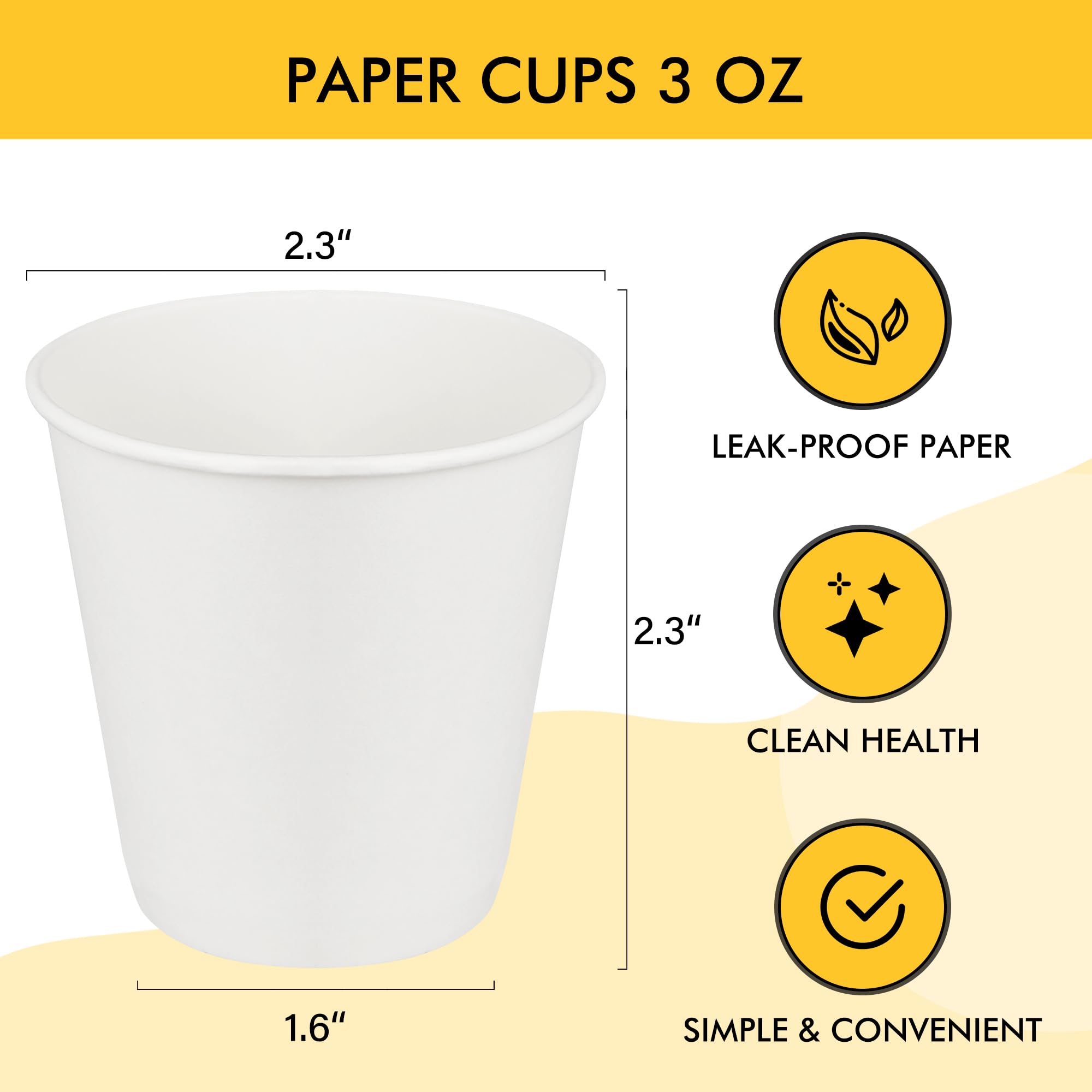 RACETOP [300 Pack] Paper Cups 3 oz, Bathroom Cups 3 oz, Disposable Bathroom Paper Cups, Small Mouthwash Cups, Ideal for Party, Travel, Events, Picnic, BBQ