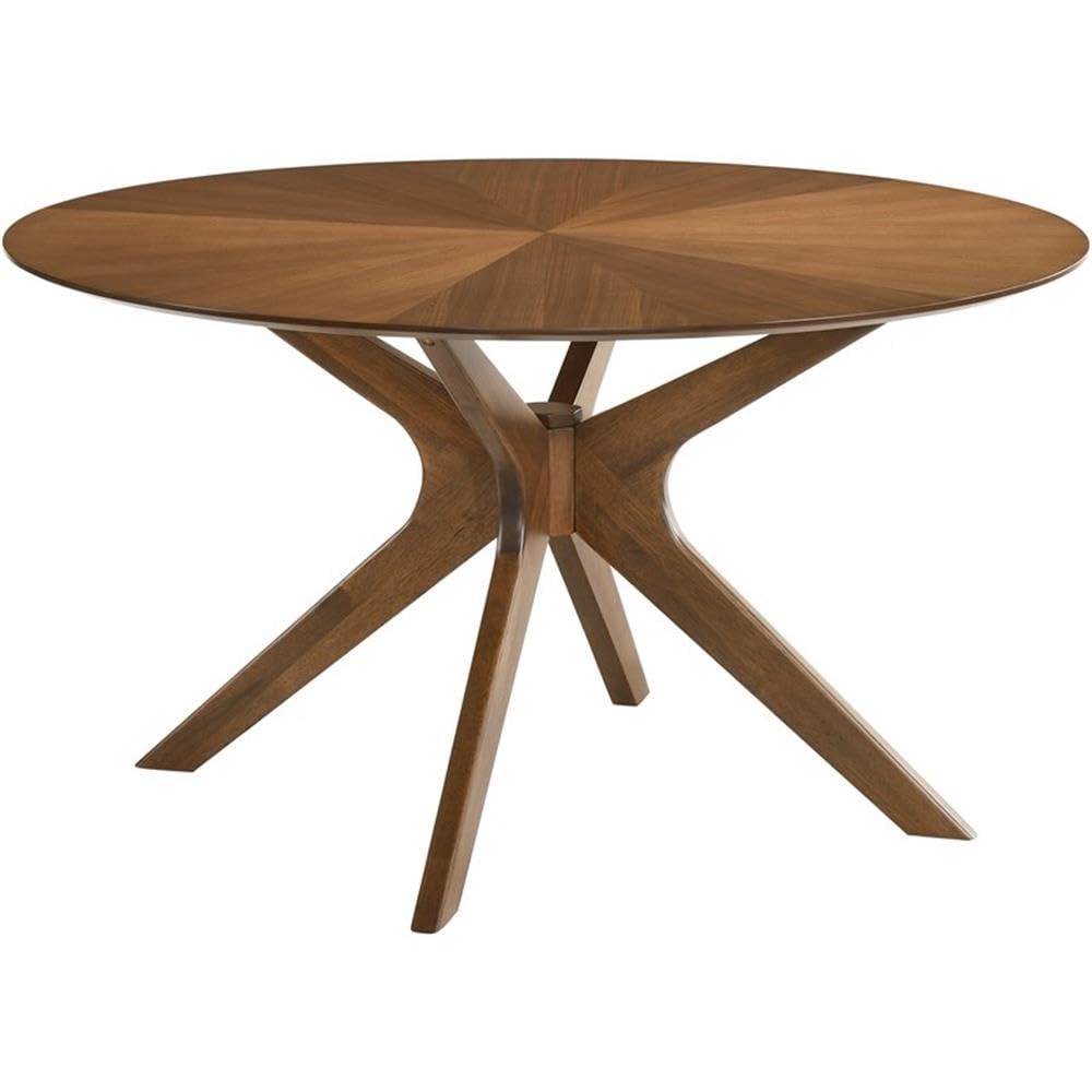 Pemberly Row Mid-Century Wood Dining Table in Rich Walnut Veneer