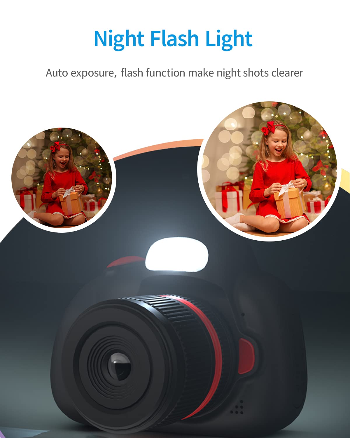 MOREXIMI Kids Camera, Digital Camera for Kids 3-8 Year Old, Birthday, Toys for Girls, 2.4" IPS Screen, Video Camcorder with Flash, 32G Card Included, Perfect Size (Black)