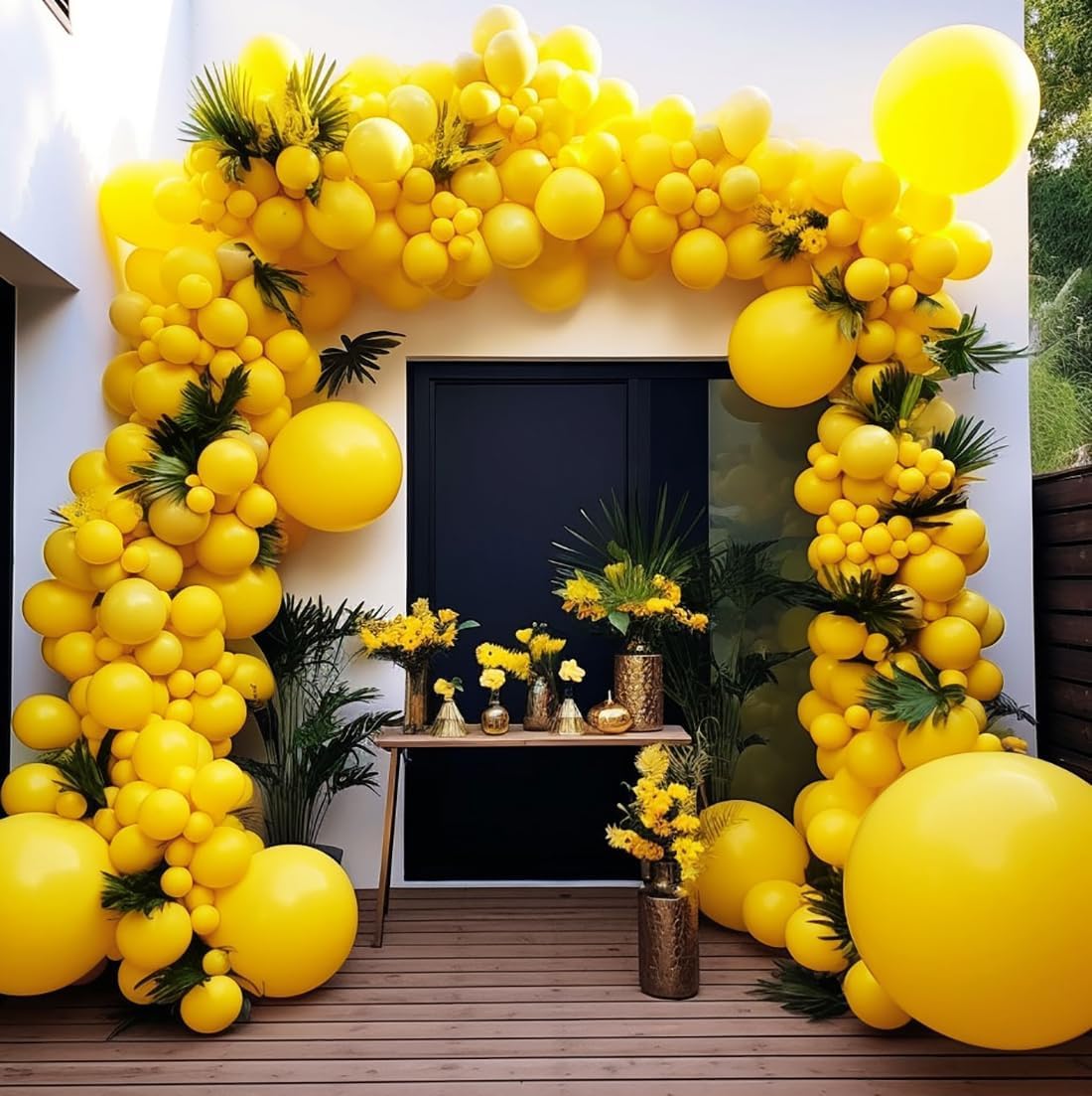 Yellow Balloon Different Sizes Latex Double Stuffed Matte Yellow Balloon Garland Arch Kit for Birthday Baby Shower Wedding Lemon Sunflower Party Decor