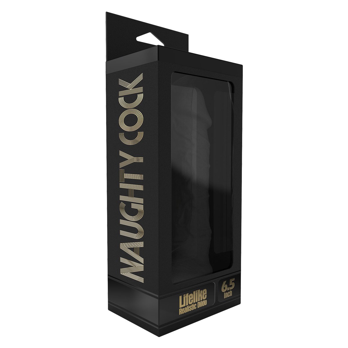 Naughty Realistic Silicone Dildo with Suction Cup, Adult Sex Toy, Beginner, Black, 6.5"