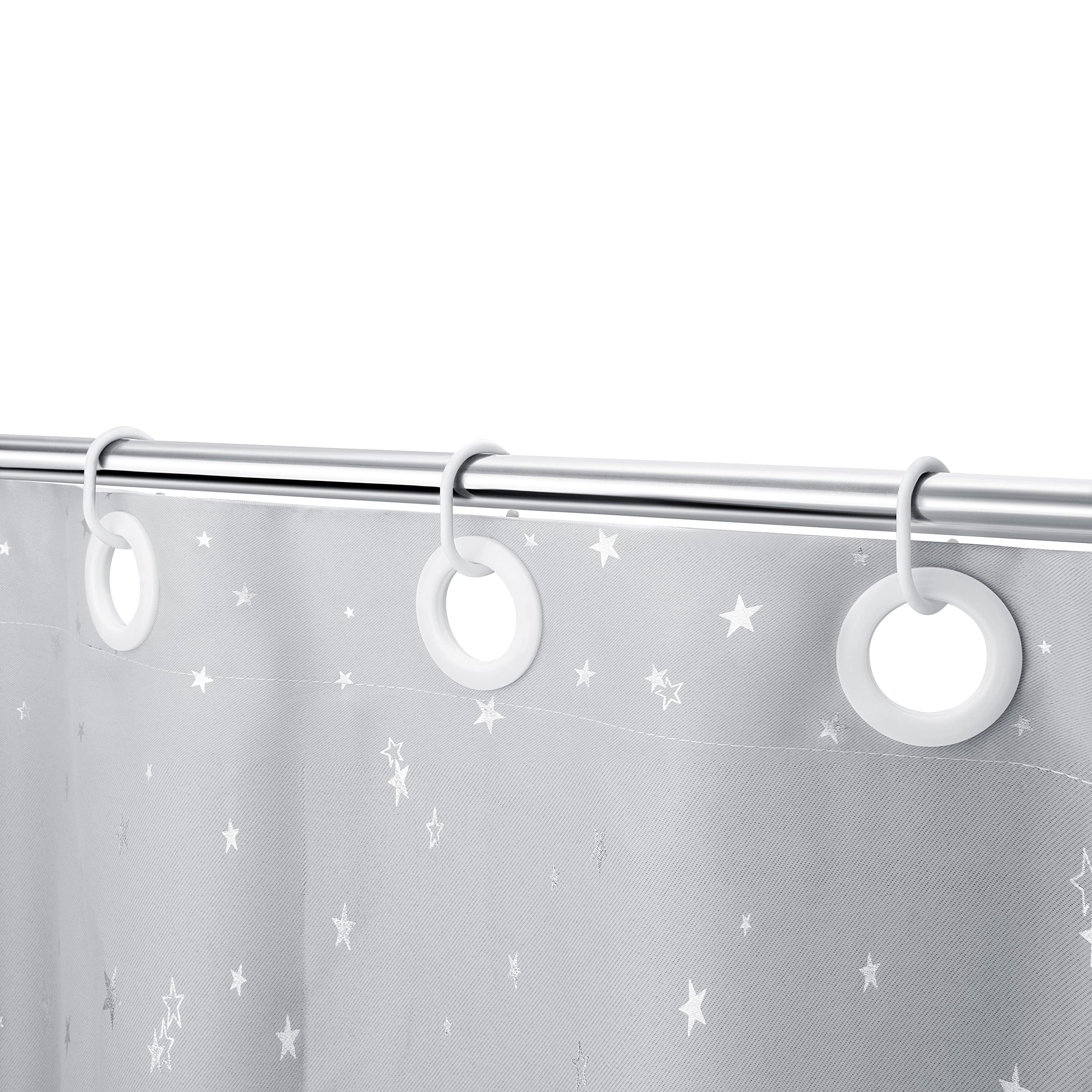 White Plastic Shower Curtain Rings Hooks for Bathroom Shower Window Rod (White