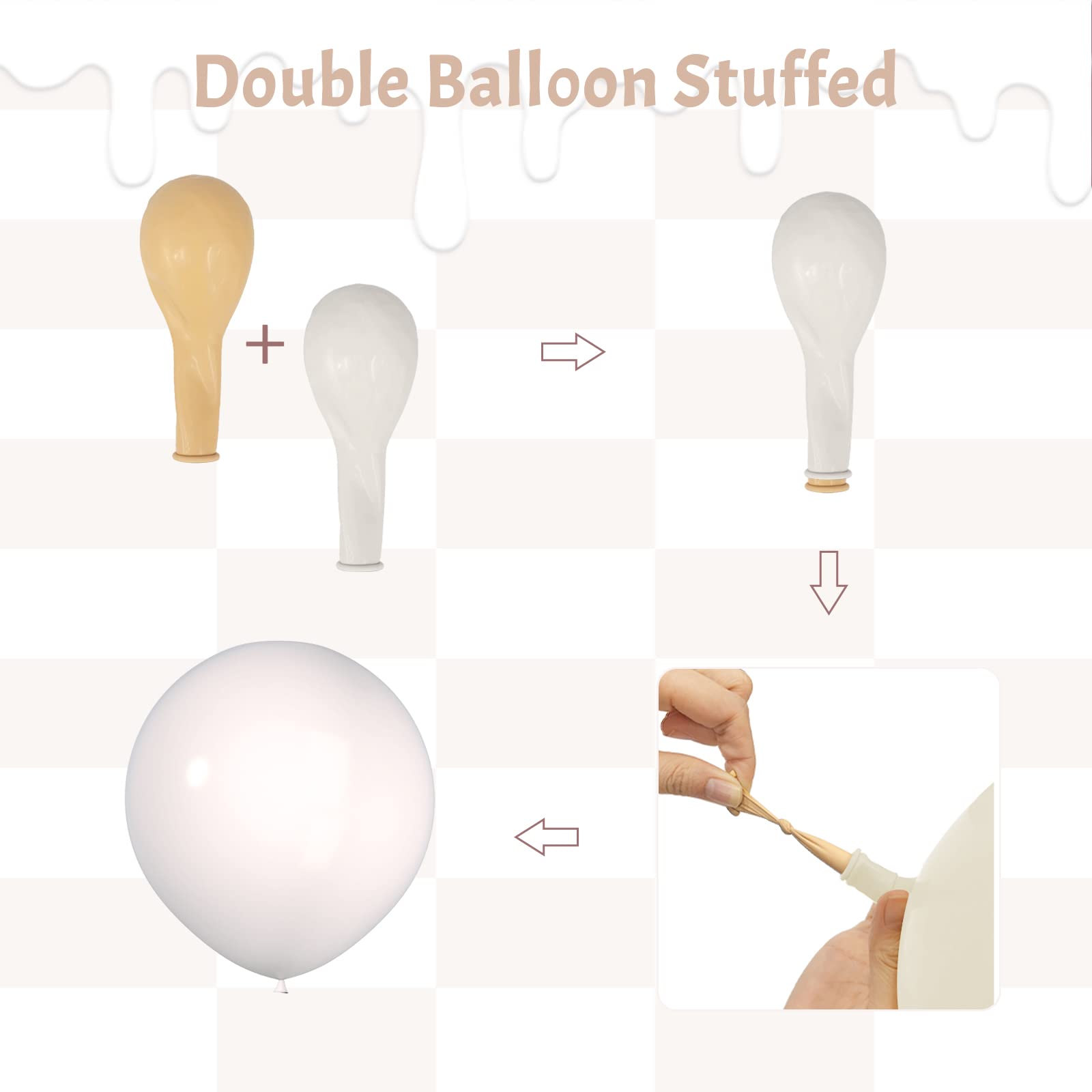 Double Stuffed White Nude Balloons Different Sizes 5In 12In 18In, 2 Layer Thick Balloon Garland Arch Kit, Boho Beige Balloons Ivory White Blush Balloon Garland Pastel Latex Balloons Sets