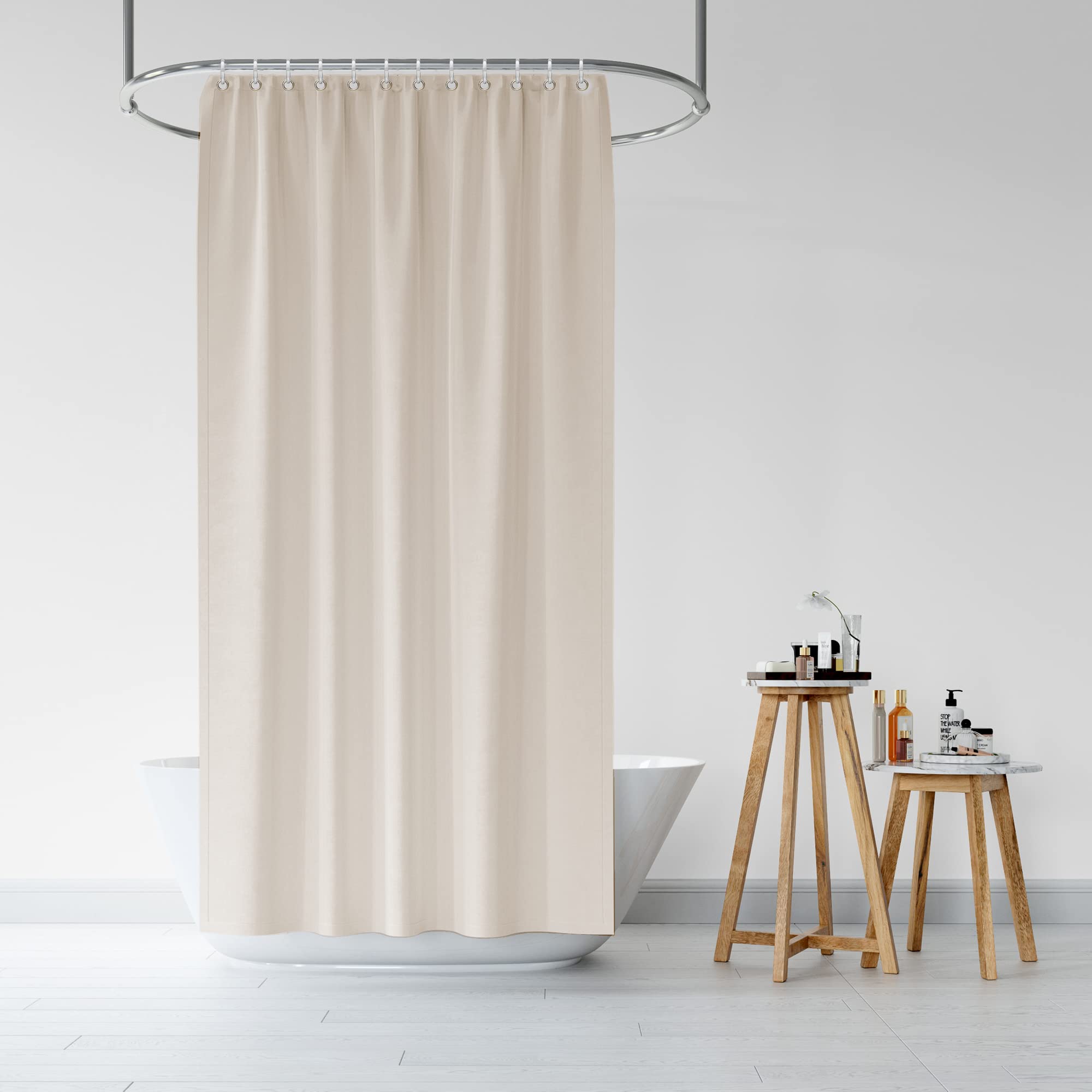 DecorRack 24 Clear Jumbo Shower Curtain Rings, 2 Sets of Large Plastic C Shape Shower Hooks, Ring Hangers with Clip for Bathroom Shower Curtain Rod (Set of 24)