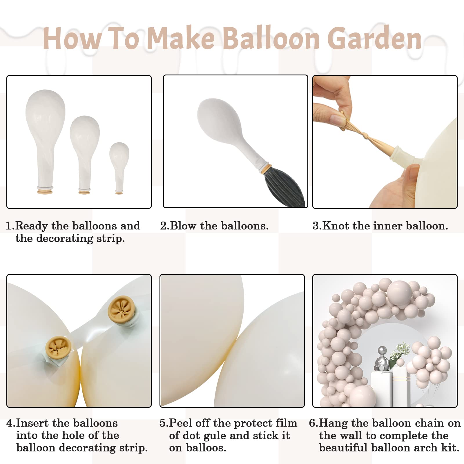 Double Stuffed White Nude Balloons Different Sizes 5In 12In 18In, 2 Layer Thick Balloon Garland Arch Kit, Boho Beige Balloons Ivory White Blush Balloon Garland Pastel Latex Balloons Sets