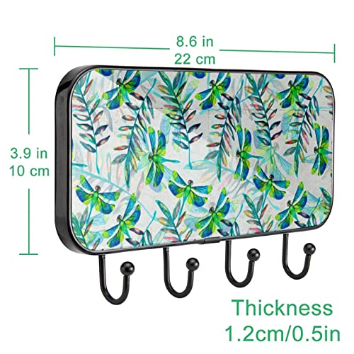 Lyetny Towel Holder Wall Mounted Towel Rack Bathroom Decor Bathrobe Robe Coat Clothing Beautiful Green Dragonfly Bath Towel Hanger Storage Organizer