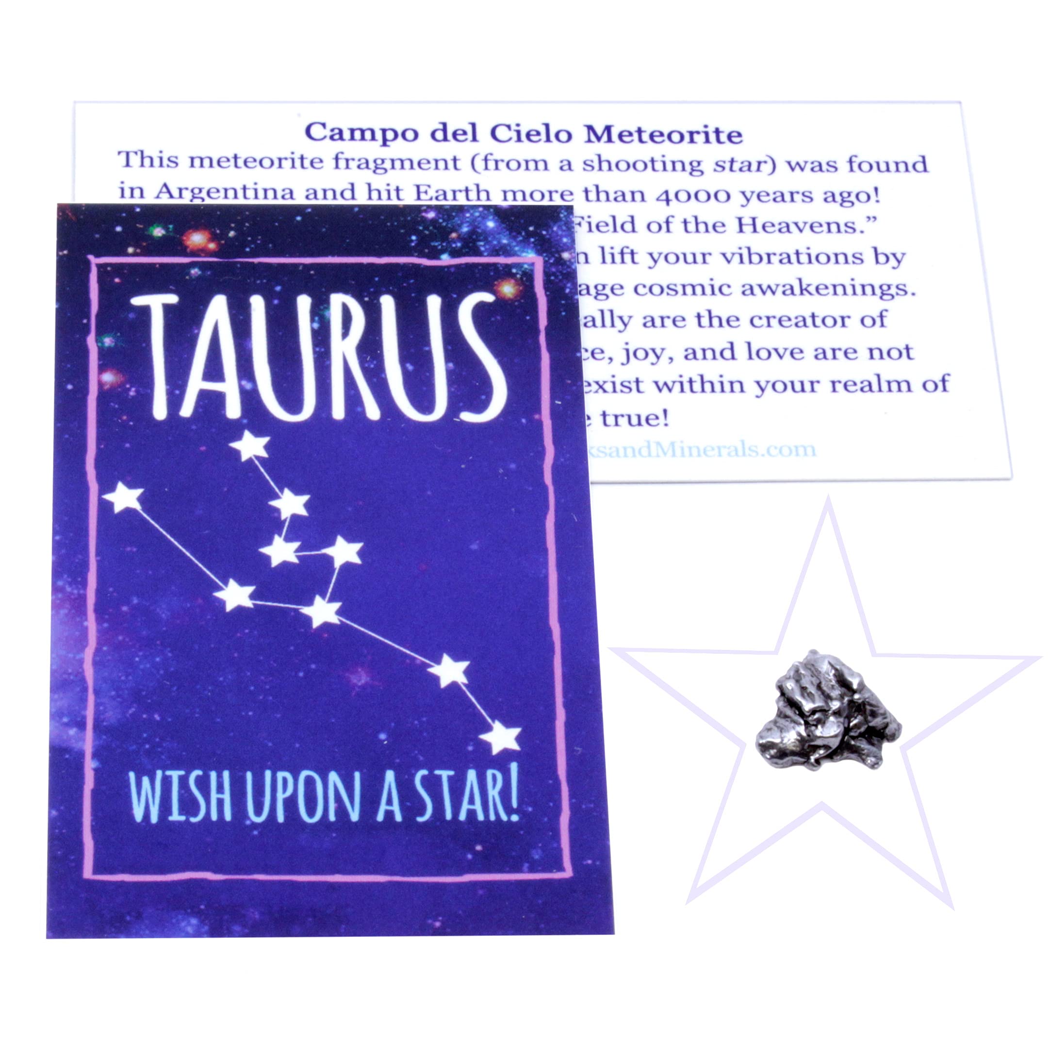 DANCING BEAR Taurus Zodiac Healing Crystals Gift Set (14 Pc): 9 Stones, 18K Gold-Plated Constellation Necklace, Meteorite, Succulent Candle, Palo Santo Smudge Stick & Info Guide, Made in The USA