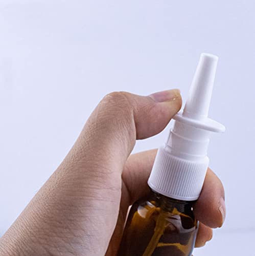 6PCS 30ml Amber Glass Nasal Sprayers Refillable Fine Mist Sprayer Makeup Water Travel Containers Vials Nose Spray Bottles for Saline Wash Applications