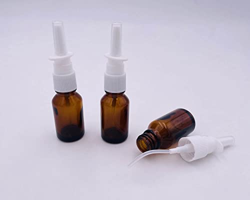 6PCS 30ml Amber Glass Nasal Sprayers Refillable Fine Mist Sprayer Makeup Water Travel Containers Vials Nose Spray Bottles for Saline Wash Applications