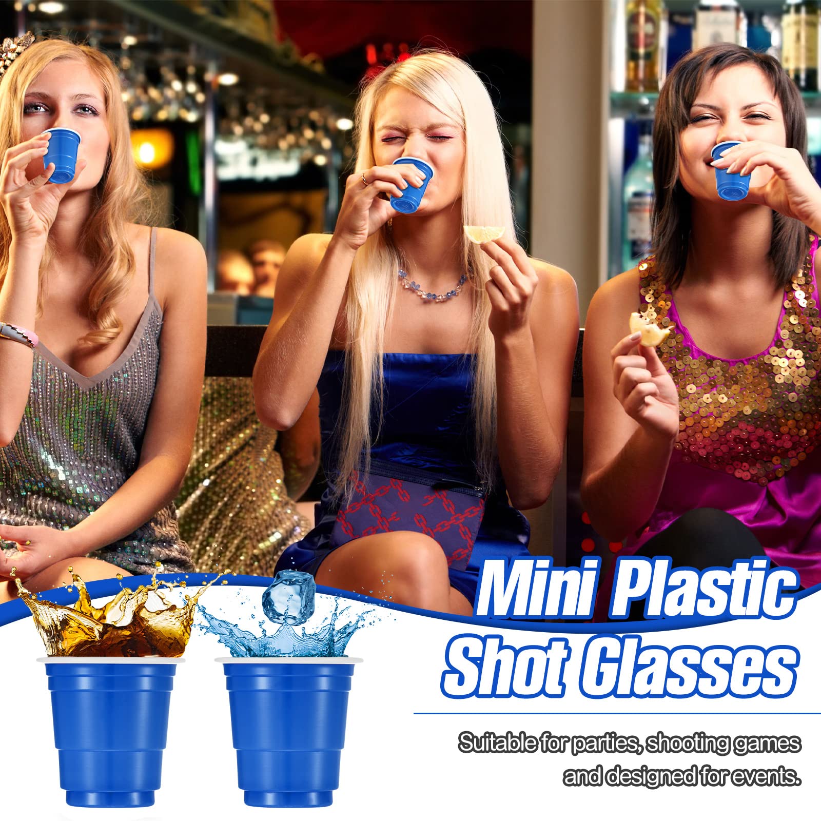 Yetene 200pcs 2 oz Easter Plastic Shot Cups Mini Disposable Shot Glasses for Wedding Baby Shower Graduation Party Supply Summer Beer Taste Serving(Blue)