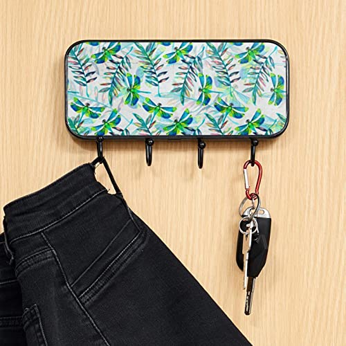 Lyetny Towel Holder Wall Mounted Towel Rack Bathroom Decor Bathrobe Robe Coat Clothing Beautiful Green Dragonfly Bath Towel Hanger Storage Organizer
