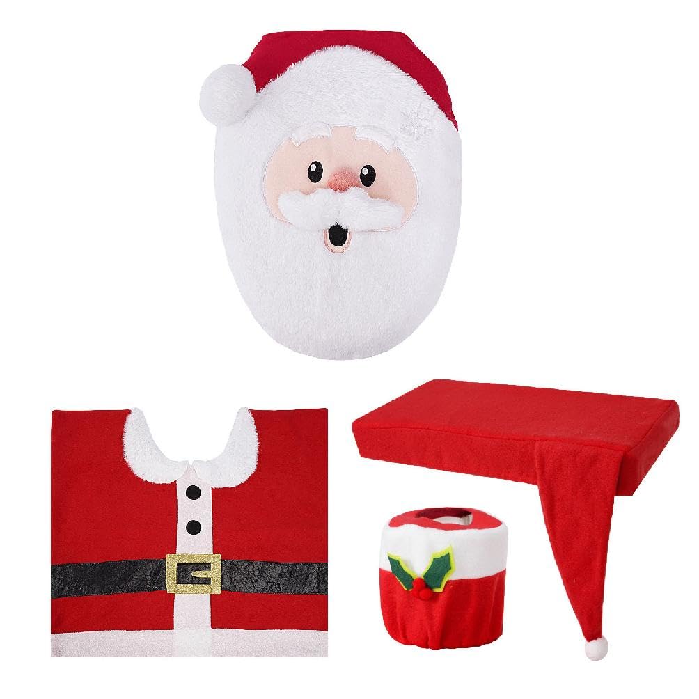 yungluner Christmas Bathroom Accessories Set Toilet Cover Rugs Tank Cover Paper Box Cover Create A Merry for Holidays Paper Box Cover