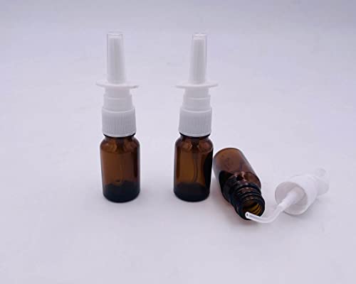 6PCS 30ml Amber Glass Nasal Sprayers Refillable Fine Mist Sprayer Makeup Water Travel Containers Vials Nose Spray Bottles for Saline Wash Applications