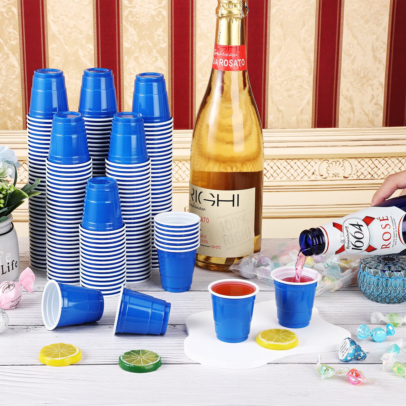 Yetene 200pcs 2 oz Easter Plastic Shot Cups Mini Disposable Shot Glasses for Wedding Baby Shower Graduation Party Supply Summer Beer Taste Serving(Blue)