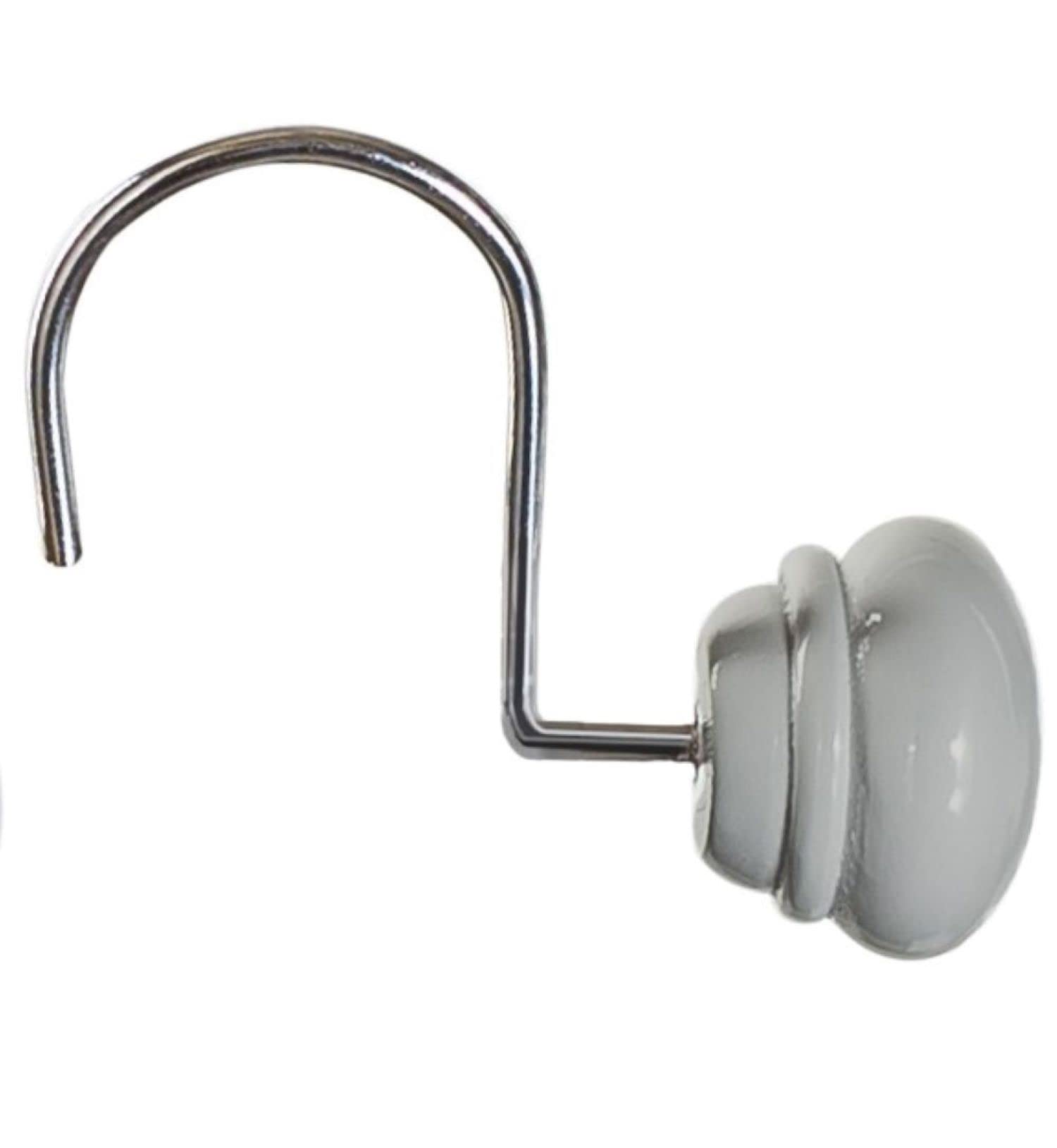 Creative Scents Grey Shower Curtain Hooks Decorative - Set of 12 Gray Shower Curtain Rings for Bathroom Shower Rod - Decorative Shower Hooks for Shower Curtain for Bathroom Decor