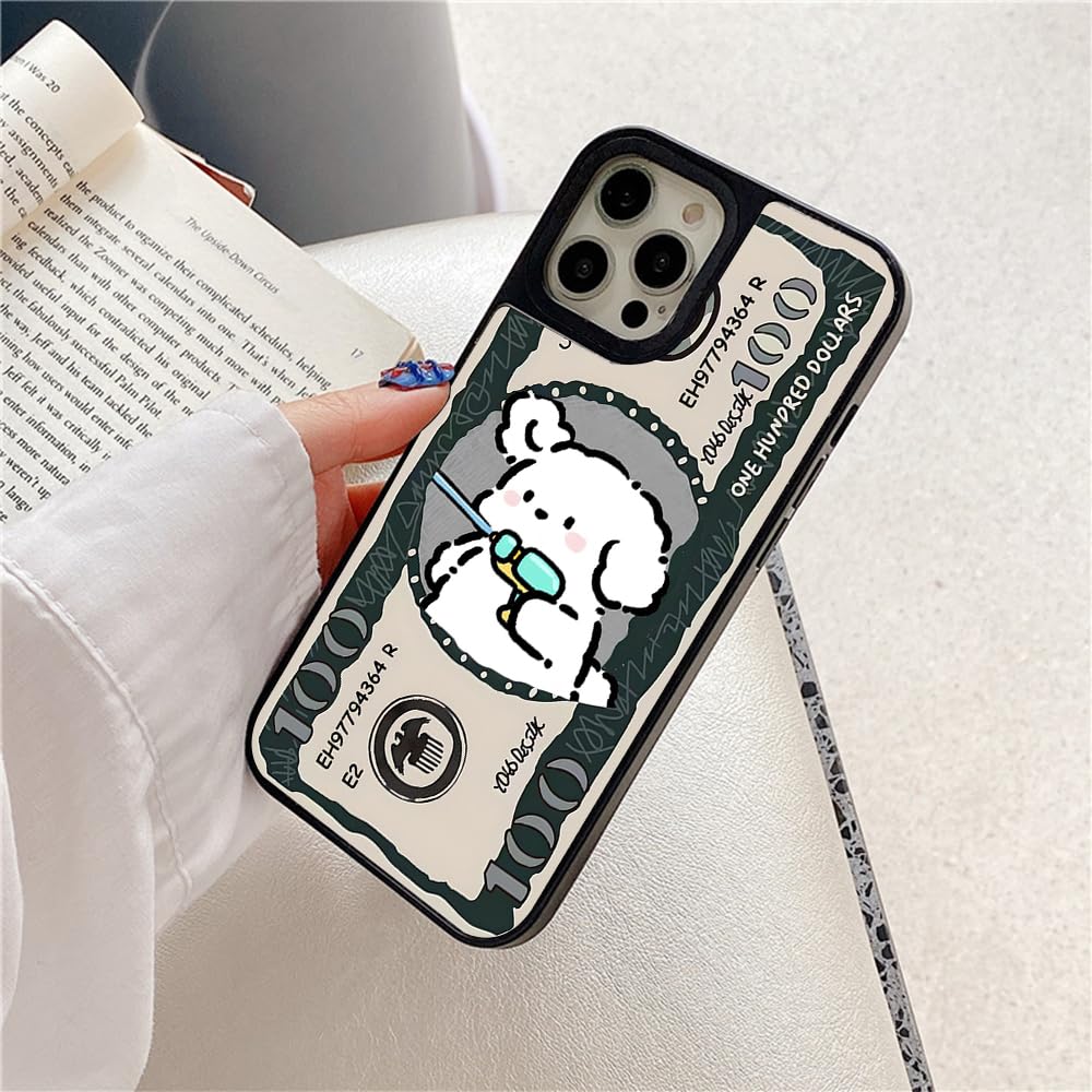 Ehreus Couple Matching Phone Case for iPhone 16 15 14 13 12 11 Pro Max Plus Mini XR X XS 7 8 SE, Aesthetic 100 Dollars Pattern iPhone Case Shock-Absorbent Hard Print Phone Case for Women Men Girls