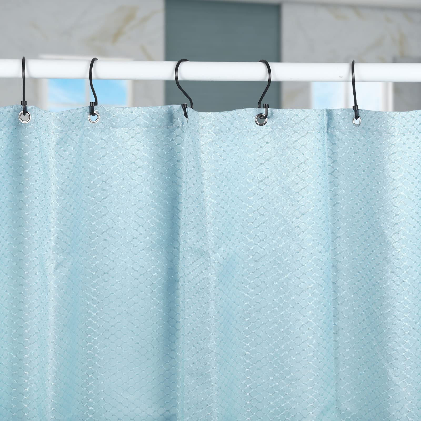 Goowin Shower Curtain Hooks, 12 Pcs S Shape Shower Curtain Rings, Rustproof Black Shower Curtain Rings, Multi-Functional Shower Hooks for Shower Curtain, Kitchen Utensils, Clothing, Towels, Black