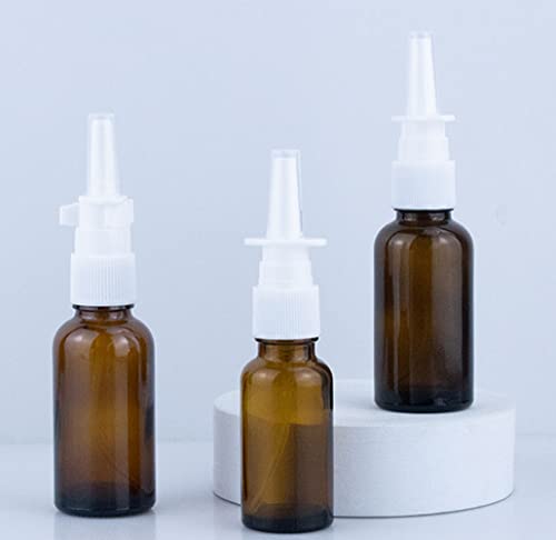 6PCS 30ml Amber Glass Nasal Sprayers Refillable Fine Mist Sprayer Makeup Water Travel Containers Vials Nose Spray Bottles for Saline Wash Applications