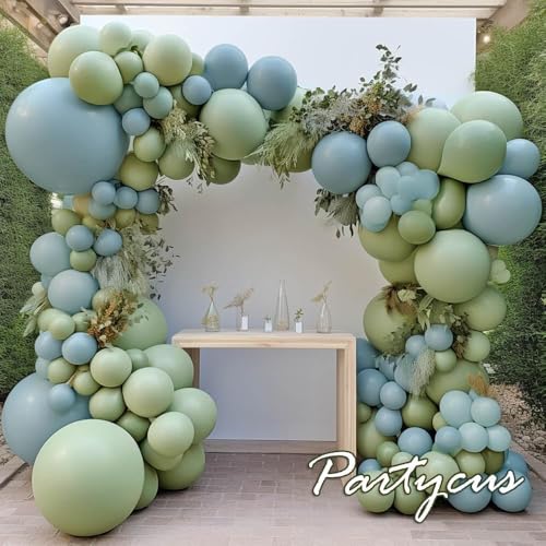 Dusty Blue Balloon Garland Arch Kit - Double Stuffed Slate Blue Balloons Different Sizes for Baby Shower Gender Reveal Wedding Birthday Party Decoration