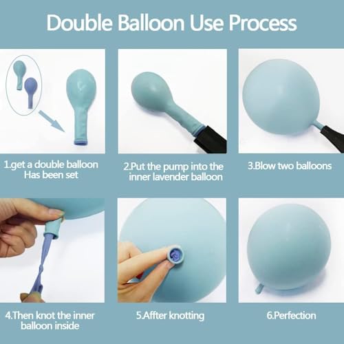 Dusty Blue Balloon Garland Arch Kit - Double Stuffed Slate Blue Balloons Different Sizes for Baby Shower Gender Reveal Wedding Birthday Party Decoration