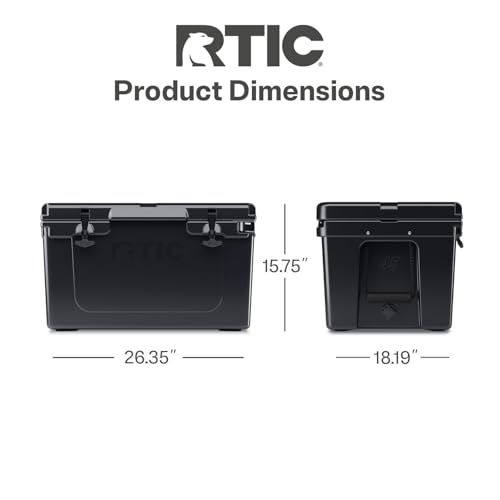 RTIC 45 QT Ultra-Tough Cooler Hard Insulated Portable Ice Chest Box for Beach, Drink, Beverage, Camping, Picnic, Fishing, Boat, Barbecue, Black