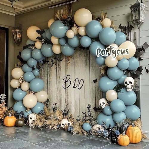 Dusty Blue Balloon Garland Arch Kit - Double Stuffed Slate Blue Balloons Different Sizes for Baby Shower Gender Reveal Wedding Birthday Party Decoration