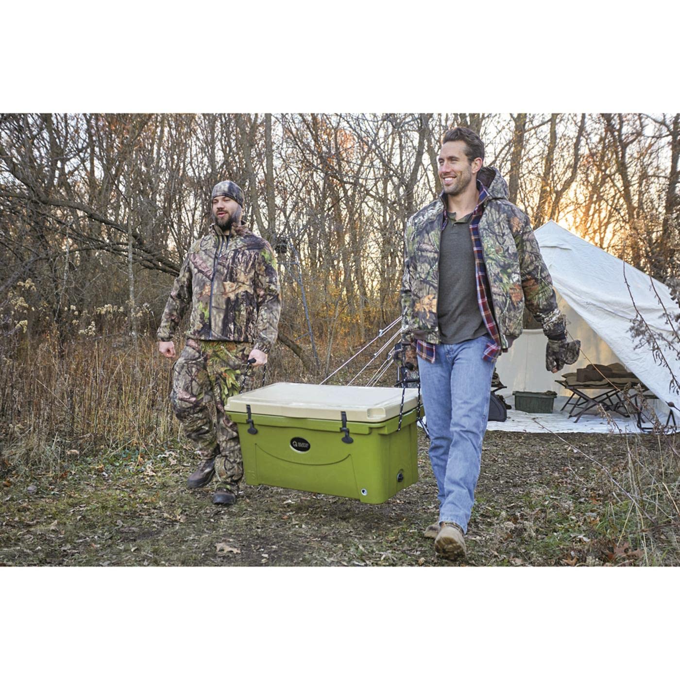 Guide Gear Ice Chest Camping Cooler Large and Rotomolded 90 Quart, Grizzly Bear Resistant Tan/Green