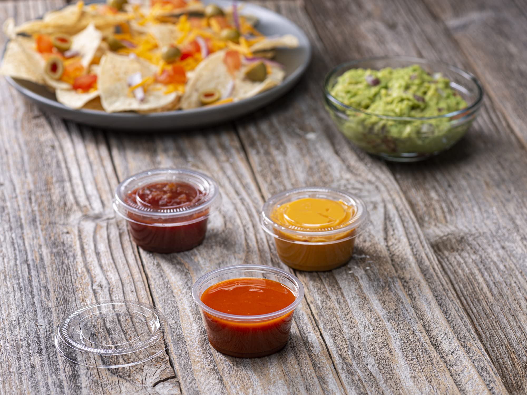 (2 oz - 200 Sets) Clear Diposable Plastic Portion Cups With Lids, Small Mini Containers For Portion Meal Prep, Sauce Cups, Slime, Condiments, Medicine, Dressings, Crafts, Disposable Souffle Cups