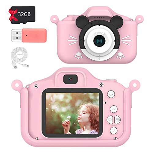 Spturn Kids Camera, 1080P HD Camera for Kids with 32 GB Card, 20MP Kids Digital Camera for Girls Boys Children Age 3-12 Year Old, Perfect Christmas Birthday Festival Gifts for Toddler (Pink)