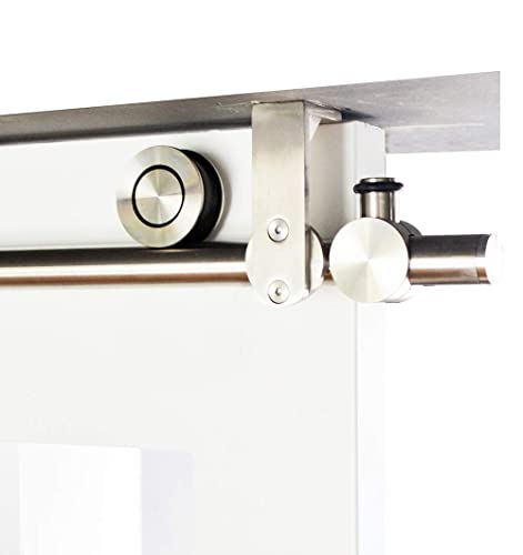 DIYHD 6FT Ceiling Mount Bracket Concentric Circle Roller Stainless Steel Sliding barn Wood Door Track Hardware, 6 Ft