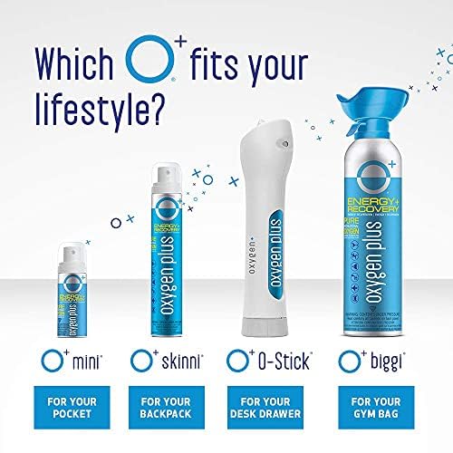 Oxygen Plus β O+ Biggi 6 Pack | Portable Oxygen Can | Filled with 99.5% Pure O2 | Natural Wellness Supplement to Boost Energy & Recovery | 50+ Uses Per 11 Liter Canister