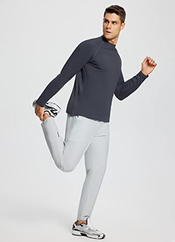 baleaf Men's Fleece Thermal Long Sleeve Shirt Cold Weather Workout Tops Moisture Wicking Running Shirt Dark Grey L