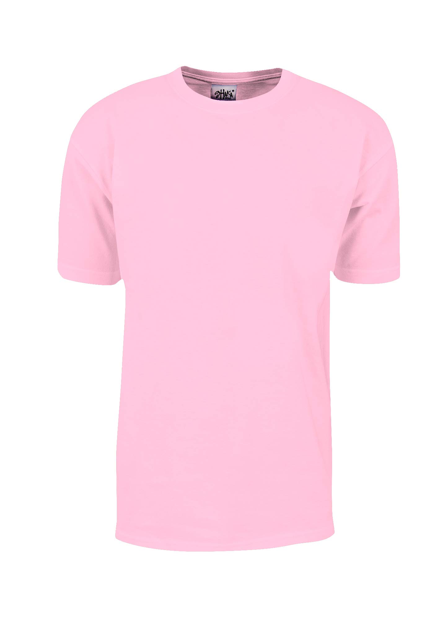 Shaka Wear Men's T Shirt – Max Heavyweight Cotton Short Sleeve Crew Neck Plain Tee Top Tshirts Regular Big Tall Size MHS44 P.Pink S