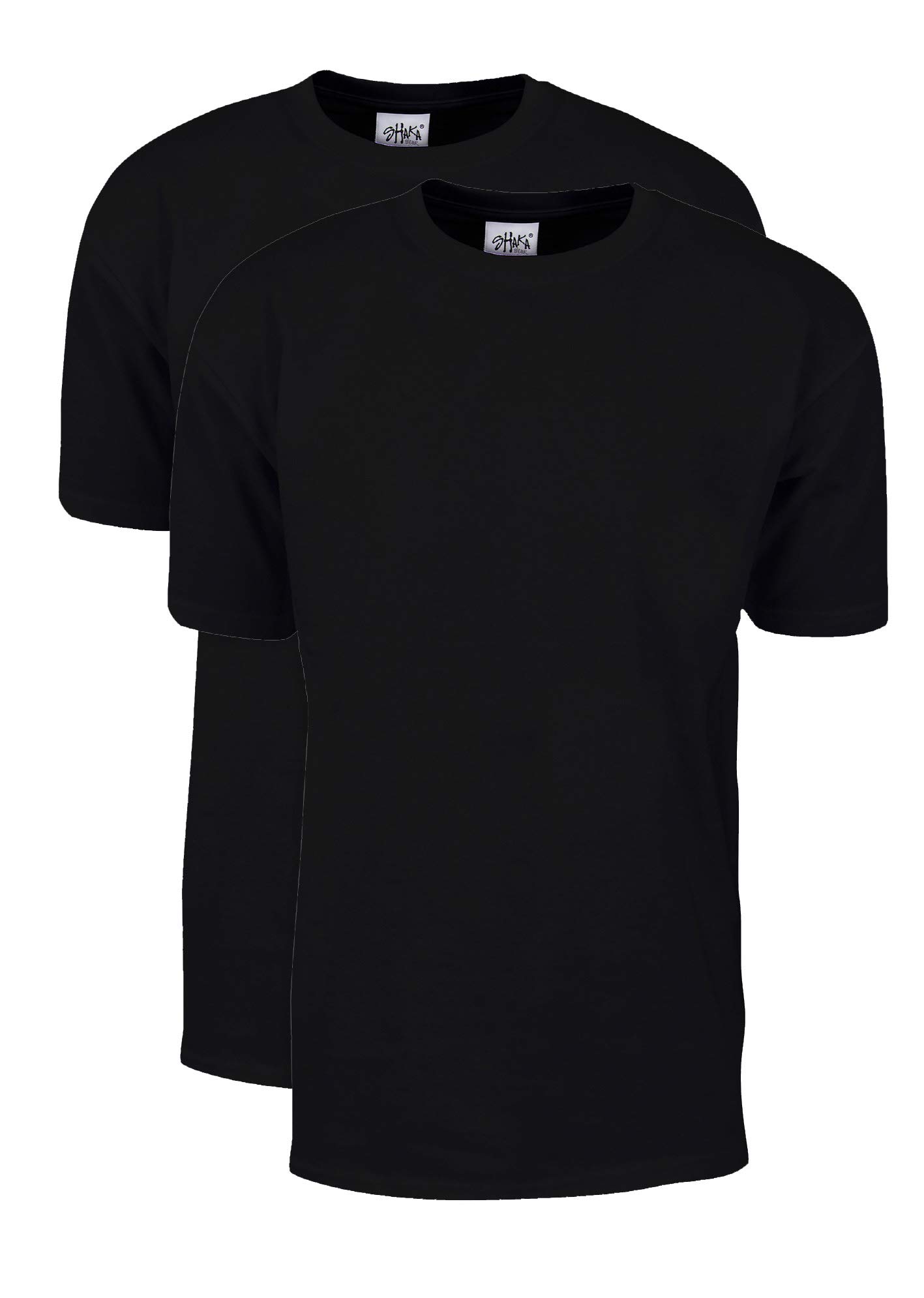 Shaka Wear Men's T Shirt – 2 Pack 7 oz Max Heavyweight Cotton Short Sleeve Crewneck Tee Top Tshirts Regular Big Size MHS02 Black 1X 2pk