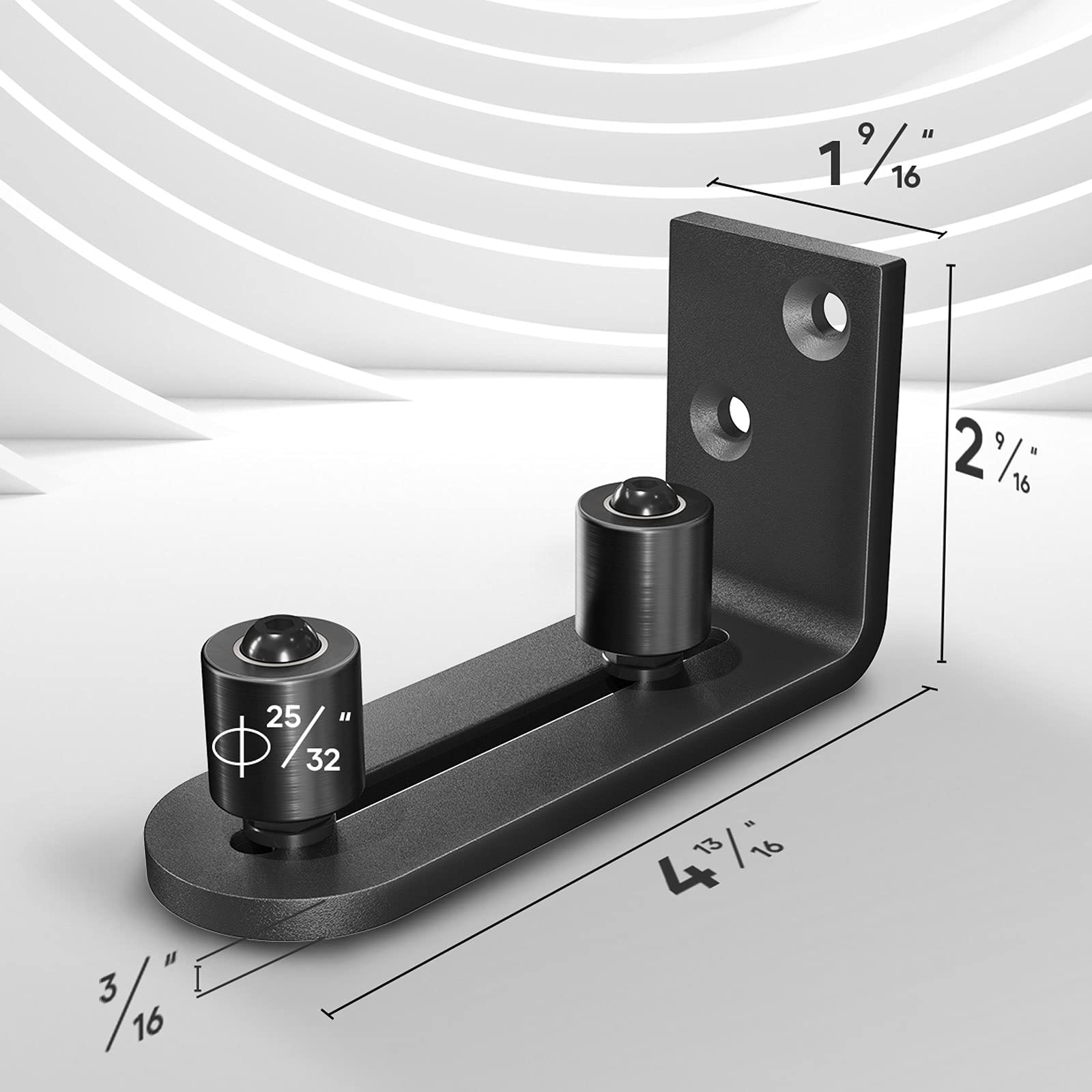 EaseLife 2 Pack Barn Door Floor Guide,2 Assemble Setup Options,Wall Mount System,Adjustable Ball Bearings Stay Roller,Flush Flat Bottom Design,Black